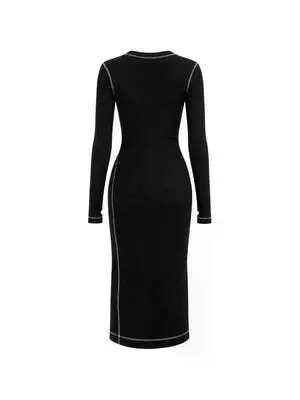 Moschino Ribbed-knit Contrast-stitch Midi Dress