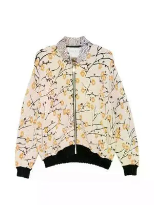 FORTE_FORTE Floral-jacquard Bomber Jacket - Neutrals