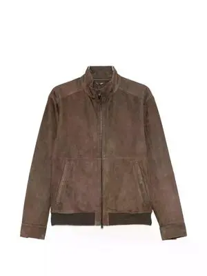 Canali Suede Zip-up Jacket - Brown