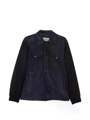 Canali Suede Panelled Jacket - Blue