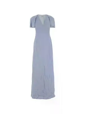 JIL SANDER Ruffled V-neck Maxi Dress