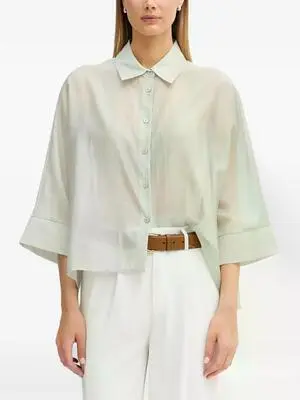 BENETTON Sheer Wide-sleeve Shirt - Green