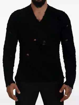 Dolce & Gabbana Distressed Cable-knit Sweater - Black