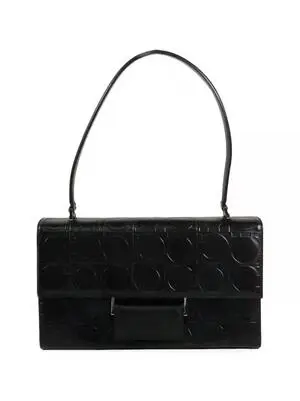 FERRAGAMO Gancini Calf Leather Shoulder Bag - Black