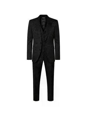 Dolce & Gabbana Martini Floral-brocade Suit - Black