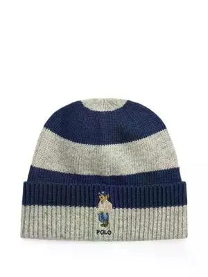 Polo Ralph Lauren Polo Bear Striped Beanie Hat - Blue