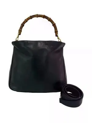Gucci 20th Century Calfskin Bamboo Satchel - Blue