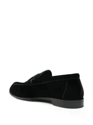 Saint Laurent Velvet Logo-plaque Loafers - Black