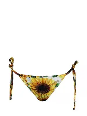 Dolce & Gabbana Sunflower-print Side-tie Bikini Bottoms - Yellow