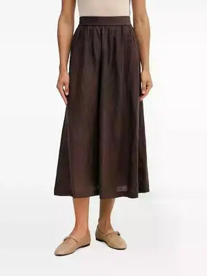BENETTON Elasticated-waist Midi Skirt - Brown