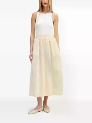 BENETTON Floral-embroidered Sleeveless Midi Dress - Neutrals