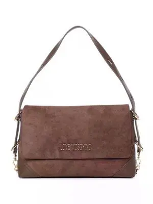 Moschino Logo-plaque Suede-effect Shoulder Bag - Brown