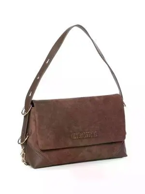 Moschino Logo-plaque Suede-effect Shoulder Bag