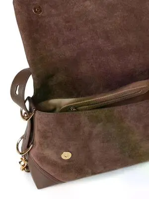 Moschino Logo-plaque Suede-effect Shoulder Bag