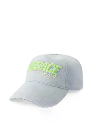 Versace Logo-embroidered Denim Baseball Cap - Blue