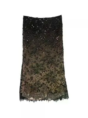 Elie Saab Sequin-embellished Lace-overlay Midi Skirt