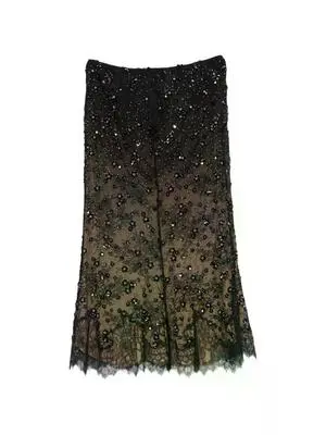 Elie Saab Sequin-embellished Lace-overlay Midi Skirt