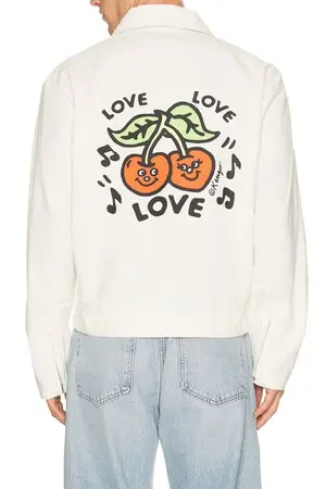 Kenzo Loves Zipped Coach Jacket In Cream - Ecru