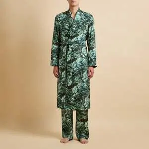 Olivia Von Halle Mescal Linden Forest Robe - Green