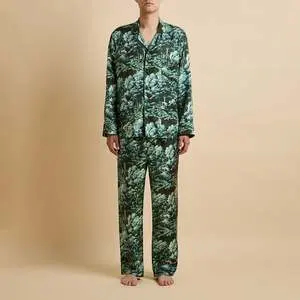 Olivia Von Halle Laurent Linden Forest Pajamas - Green