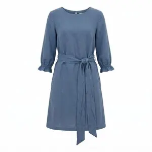 LEMUSE Emma — Stonewashed Linen Dress With Pockets & Tie Belt