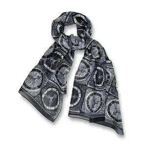 VETKA Long Cotton Scarf Clock - Black