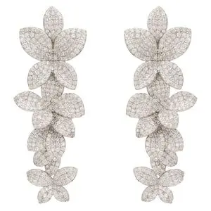 LATELITA Silver / White Cherry Blossom Drop Earrings White Silver - Silver/white