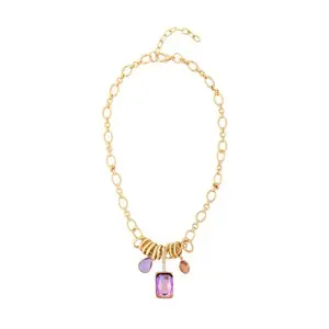 Saachi Jewel Charm Link Necklace - Pink