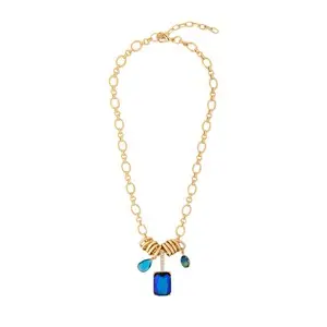 Saachi Jewel Charm Link Necklace - Blue