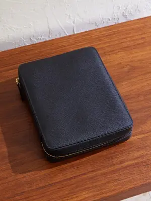 Smythson Panama Cross-grain Leather Artist Folio Stationary Set - Blue