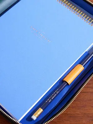 Smythson Panama Cross-grain Leather Artist Folio Stationary Set - Blue