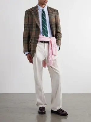 Polo Ralph Lauren Suede-trimmed Checked Wool Blazer