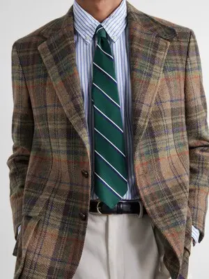 Polo Ralph Lauren Suede-trimmed Checked Wool Blazer