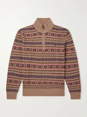 Polo Ralph Lauren Logo-embroidered Wool Half-zip Sweater - Brown