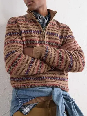 Polo Ralph Lauren Logo-embroidered Wool Half-zip Sweater - Brown