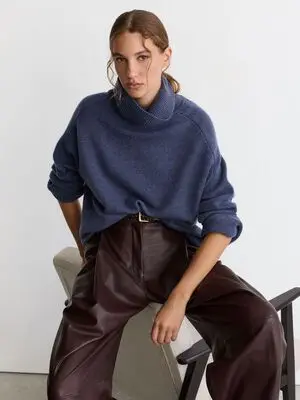 REISS Harriet Wool-cashmere Roll-neck Jumper - Blue