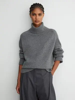 REISS Harriet Wool-cashmere Roll-neck Jumper - Grey