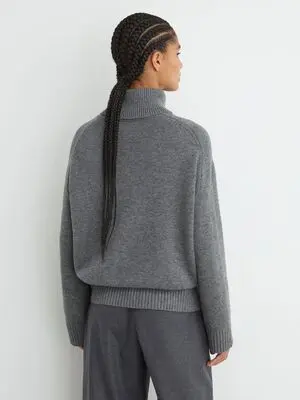 REISS Harriet Wool-cashmere Roll-neck Jumper - Grey