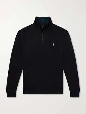 Polo Ralph Lauren Logo-embroidered Cotton-blend Half-zip Sweatshirt - Black