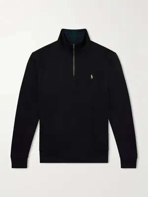 Polo Ralph Lauren Logo-embroidered Cotton-blend Half-zip Sweatshirt - Black