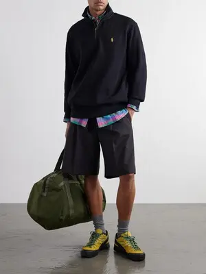 Polo Ralph Lauren Logo-embroidered Cotton-blend Half-zip Sweatshirt - Black