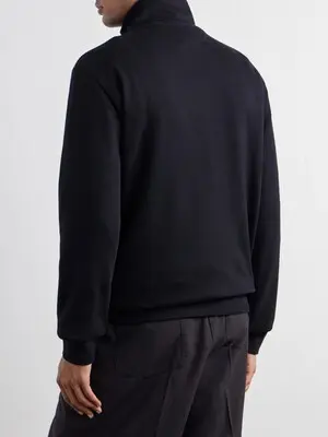 Polo Ralph Lauren Logo-embroidered Cotton-blend Half-zip Sweatshirt - Black