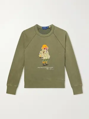 Polo Ralph Lauren Printed Cotton-blend Jersey Sweatshirt - Green
