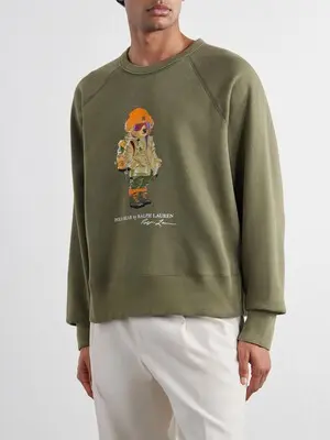 Polo Ralph Lauren Printed Cotton-blend Jersey Sweatshirt - Green