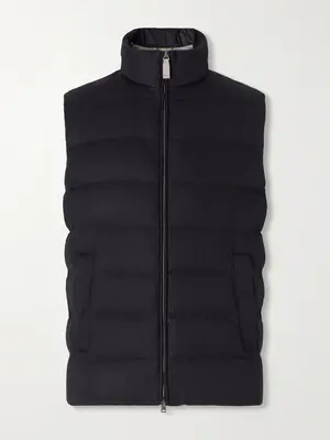 Herno Quilted Silk And Cashmere-blend Gilet - Black