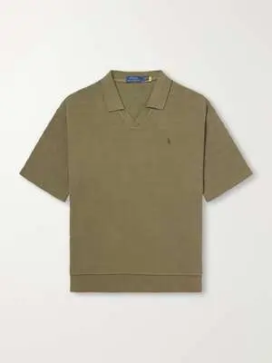 Polo Ralph Lauren Logo-embroidered Textured-cotton Polo Shirt - Green