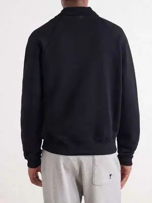 AMI Paris Logo-embroidered Cotton-jersey Half-zip Sweatshirt