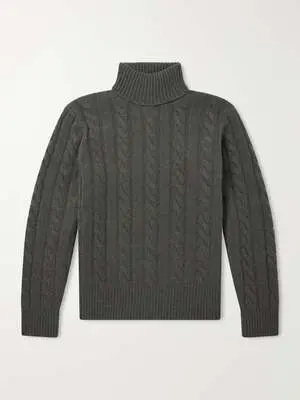 Polo Ralph Lauren Cable-knit Wool And Cashmere-blend Turtleneck Sweater - Green