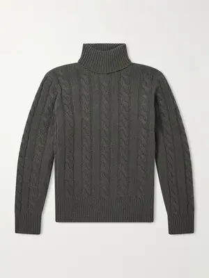 Polo Ralph Lauren Cable-knit Wool And Cashmere-blend Turtleneck Sweater - Green