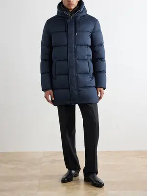 Herno Arendelle Quilted Shell Hooded Down Jacket - Blue